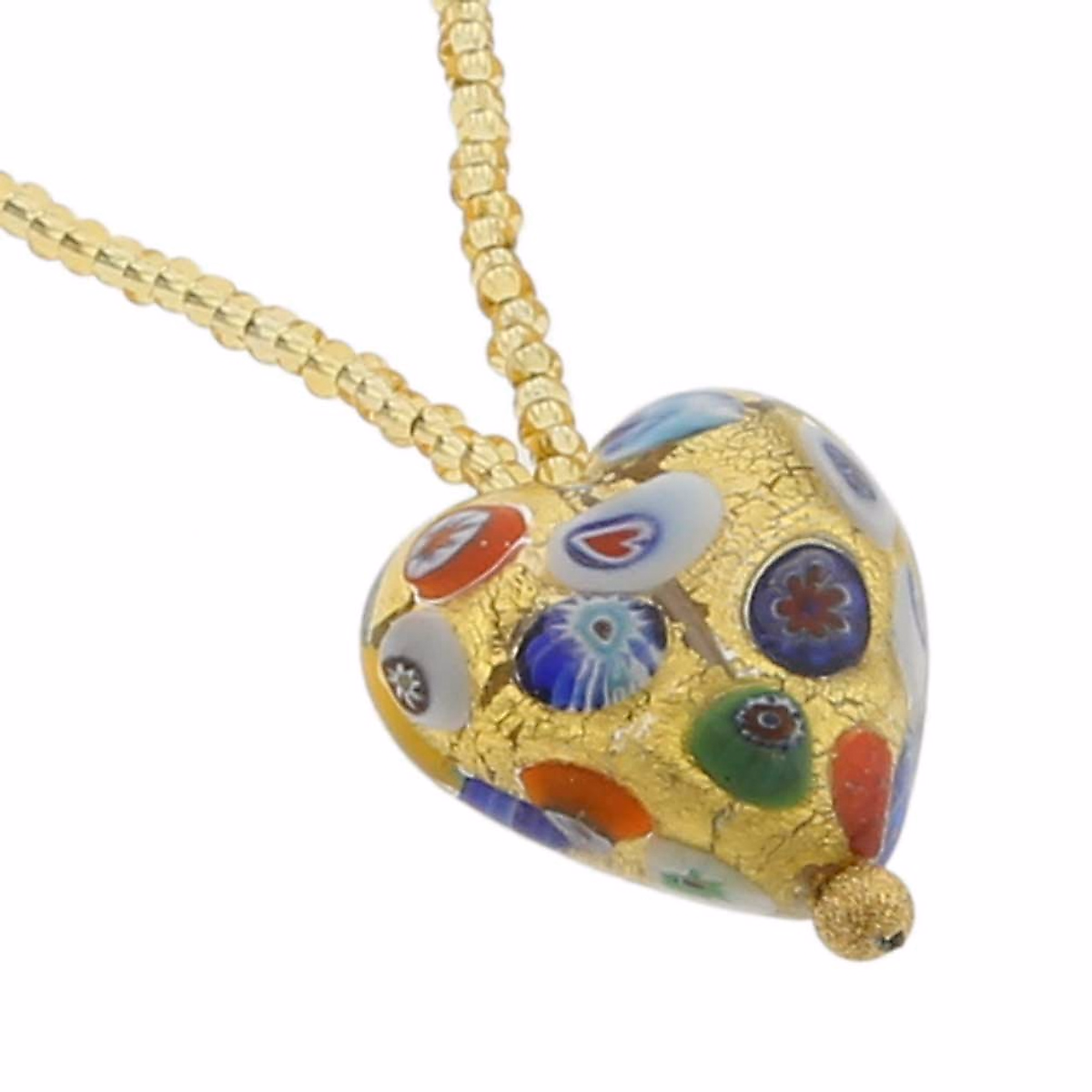 GlassOfVenice Murano Glass Heart Necklace - Klimt