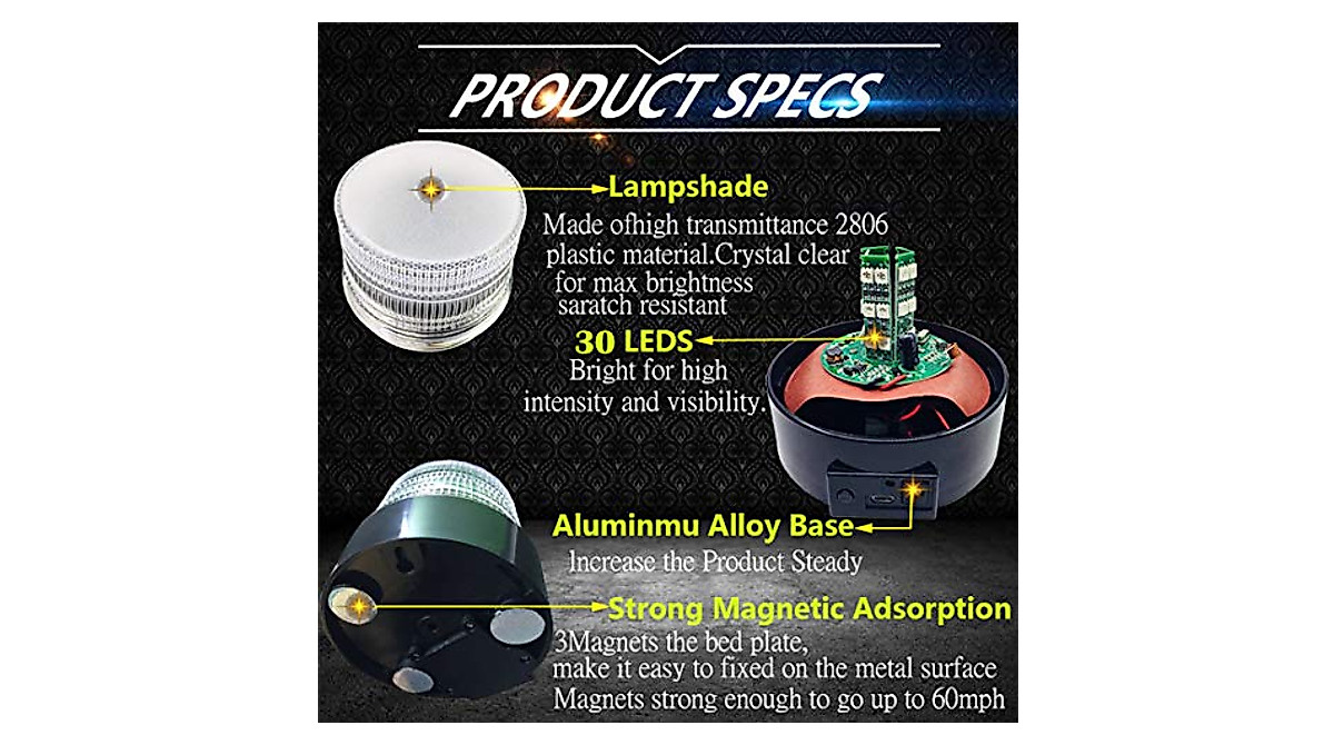 TOPKU Battery LED Strobe Light, Rechargeable Magnetic Flashing ...