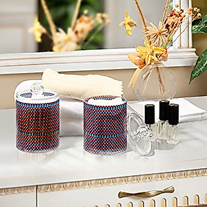 Kigai 2 Pack Plastic Jars with Lids Patriotic Stars Airtight Container for Coffee Tea Candy Food Storage, 14oz Clear Apothecary Jars Bathroom Qtip Holder Organizer for Cotton Swabs Cosmetics