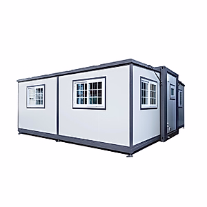 Jaxenor 19x20ft Portable Prefabricated Tiny Home, Mobile Expandable Plastic Prefab House for Hotel, Booth, Office, Guard House, Shop, Villa, Warehouse, Workshop