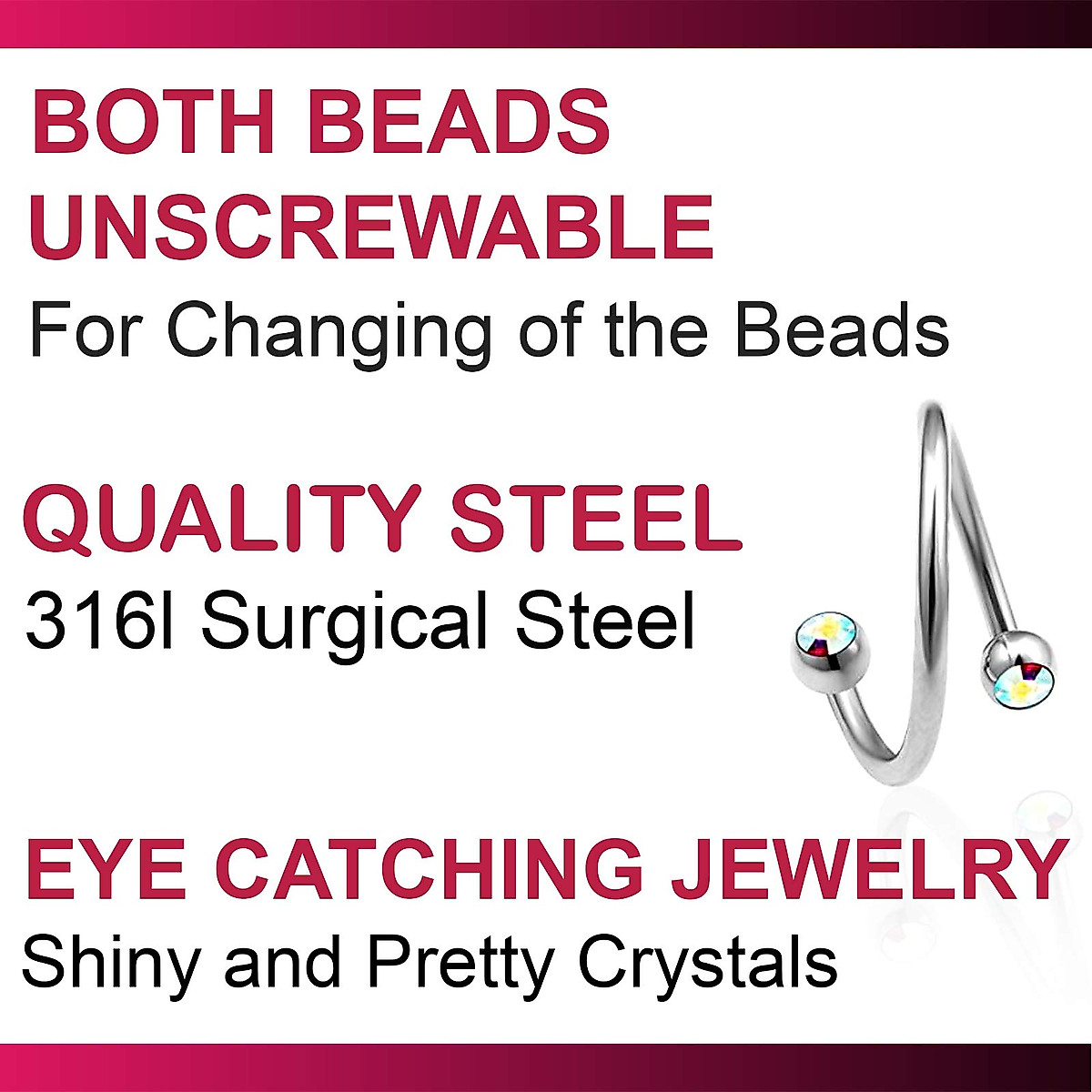 bodyjewellery 4pcs 16g 12mm Twisted Barbell Rim Tragus Helix Lip Cartilage Hoop Crystal Pinna Eyebrow Ear lobe Barbell BQAZ - AB LSP SP AQ