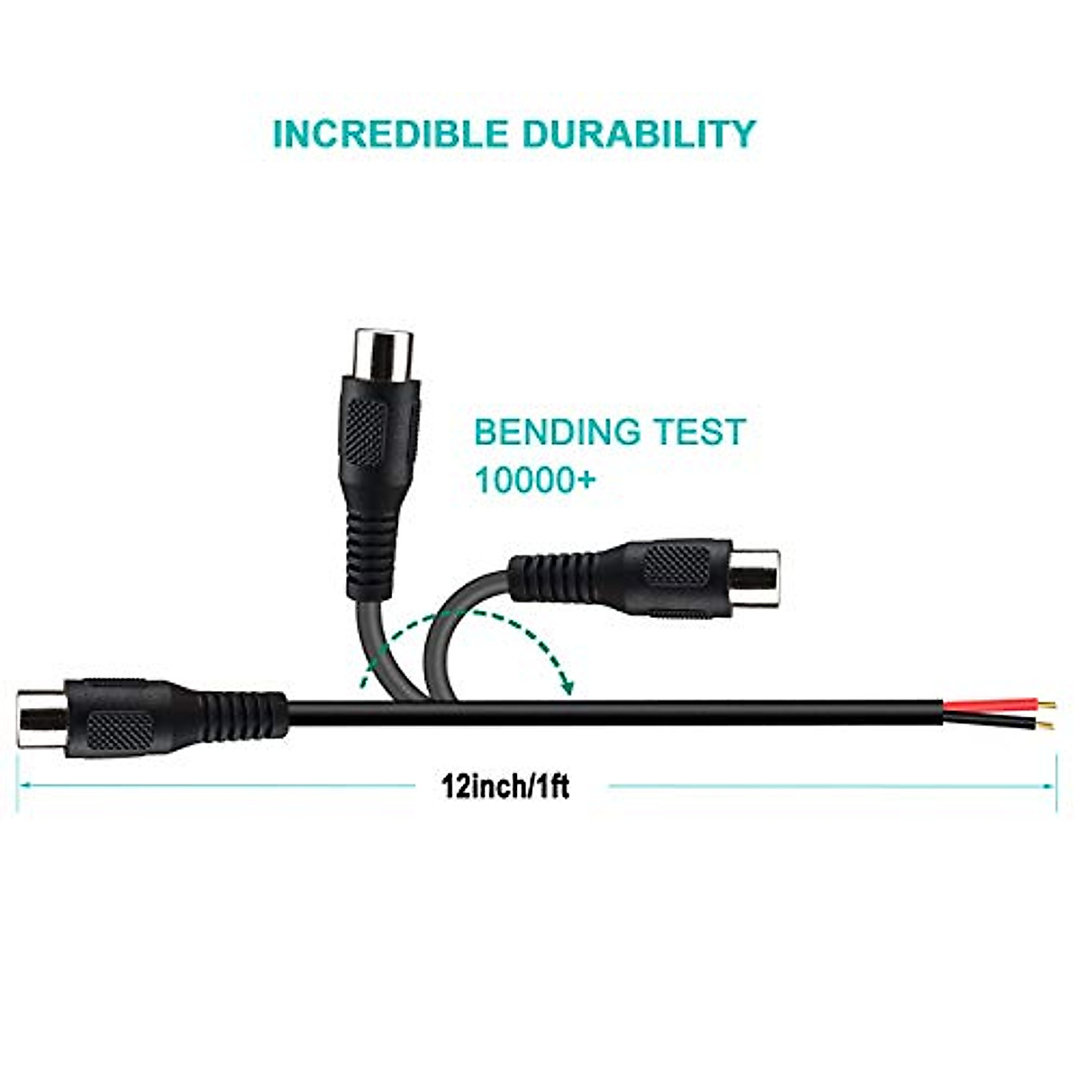 SIOCEN (3 Pack) Replacement RCA Female Jack Plug Connector Adapter to Bare Wire Open End Audio Video RCA Cable for Repair