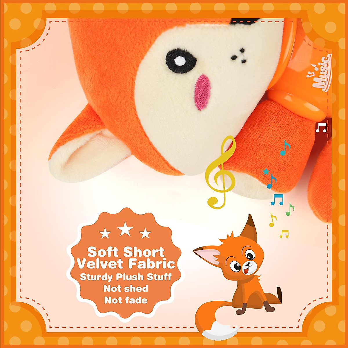Vanmor Plush Fox Baby Toys 0 3 6 9 12 Months, Newborn Baby Musical Light Up Baby Toys, for 0-3 3-6 6-12 Months Boys Girls