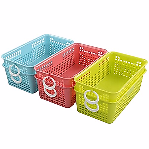 Tstorage Colorful Small Plastic Storage Baskets, Desktop storage basket, 6 Packs