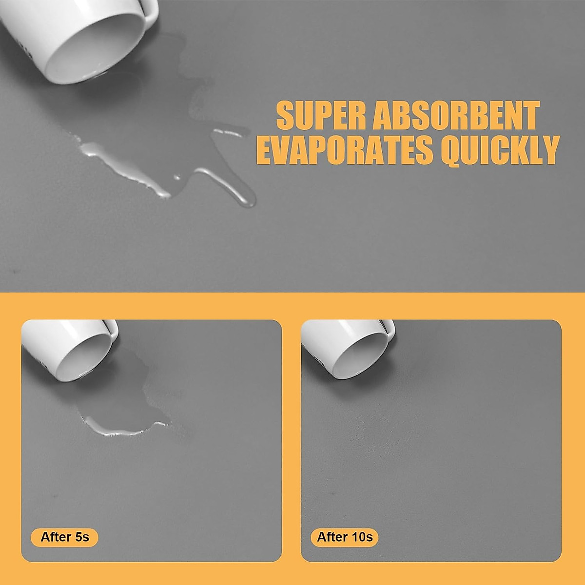 Under Sink Mat for Kitchen Super Absorbent, Quick Dry Kitchen Bathroom Cabinet Mat, 34" X 22" Or Smaller Cut to Fit Under Sink Drip Tray, Under Sink Liner Easy to Clean- Light Grey