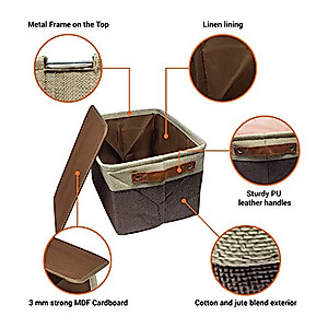 KadoPam Large Foldable Storage Baskets - Strong Organizing Cubes with Cardboard Insert - Fabric Bin Organizers for Home, Office, Work, Laundry Room - Lightweight & Collapsible - 15x11x9.5", Set of 3