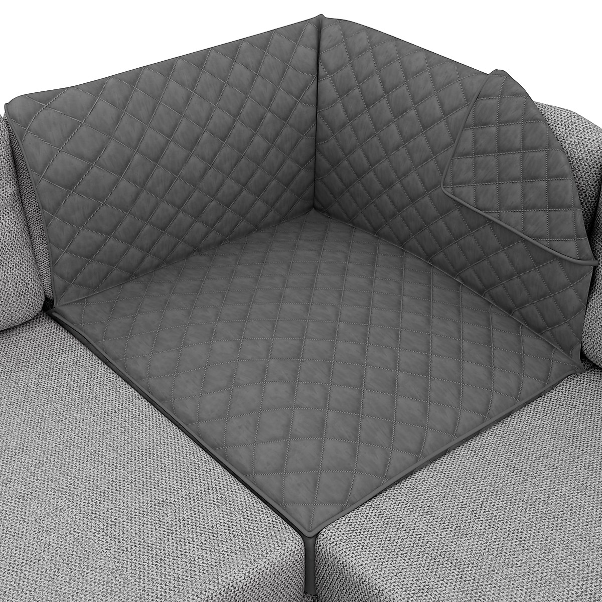 Sofa Shield Patented Sectional Slip Cover, Large Cushion Protector, Reversible Stain and Dog Tear Resistant Slipcover, Quilted Microfiber 30x30” Seat, Washable Covers for Dogs Pets Kids, Charcoal
