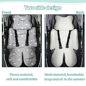 KAKIBLIN Toddler Head Body Support Pillow, Baby Seat Pad for Car Seat, Stroller cushion for Baby, (Grey Clouds)