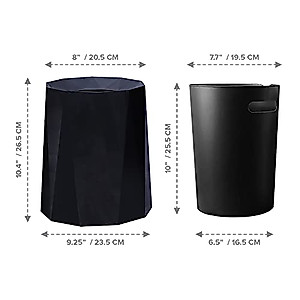 Luxurious Nordic Trash Can - Open Top Geometric Garbage Can - Double Barrel Trash Bin - Waste Basket w/Removable Plastic Bin - Living Room, Bedroom, Bathroom Trash Can - 8L/2.1Gal Garbage Bin, Black
