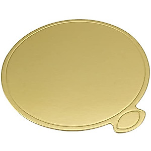 SINJEUN 500 PCS 3.5 Inch Mini Cake Boards, Round Golden Cardboard Mousse Cake Base, Mousse Cake Paper Board Cupcake Circles Tray Pastry Dessert Board with Tab for Decorating, Displaying
