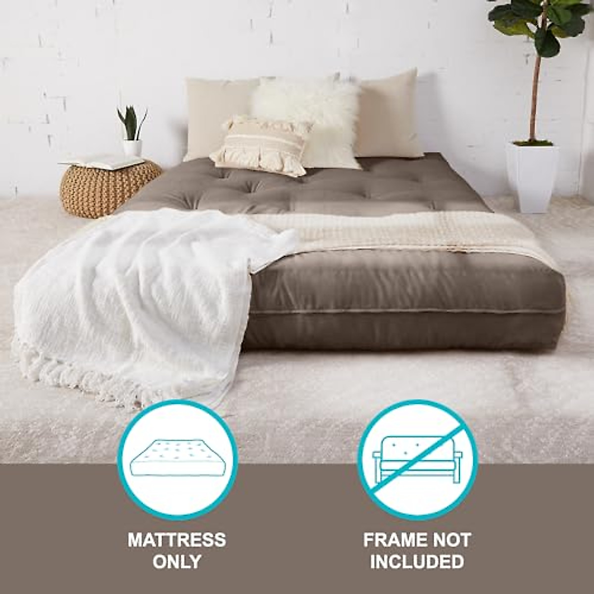 Trupedic Poly Solid Full Futon Mattress, 10-inch, Black