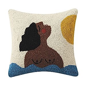 Peking Handicraft 30JBL32BC14SQ Time Hook Pillow, 100% Wool and Cotton