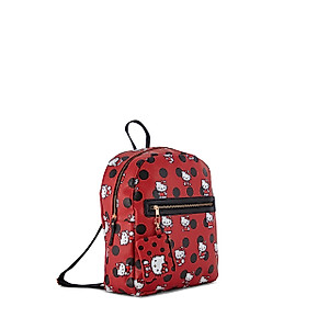 Fast Forward Hello Kitty Allover Leather Backpack - Girls, Boys, Teens, Adults - Officially Licensed Hello Kitty Faux Leather 14 Inch Backpack (Red)
