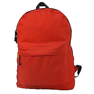 K-Cliffs 40pcs Bulk Classic Backpack 16in Basic Bookbag Case Lot Simple School Bag Red