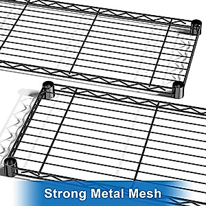 SZQINJI 4-Shelf Storage Wire Shelves Heavy Duty 4 Tiers Standing Shelving Units Adjustable Metal Organizer Wire Rack, Black