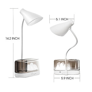 Bestoy Desk Lamp, Rechargeable LED Desk Light, Small Lamp with Pen Holder and Night Light for Study, Reading, Small Desk lamp for Dorm. College Dorm Room Essentials, Stepless Dimming, Eye Caring