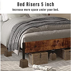 Lufia Bed Furniture Risers Heavy Duty, Elevation in Heights 8, 5 or 3 Inch, Adjustable Furniture Risers for Sofa, Table, Couch, Chair or Desk, Supports up to 1,300 lbs (Set of 4, Brown)