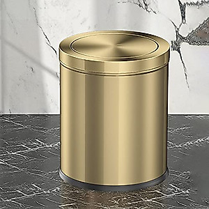 Stainless Steel Trash can,Bathroom Garbage can with lid，Small Trash Can with Flipping Lid, 4gallon,Garbage cans for Kitchen，Living Room. Metallic Gold (Singer) (Gold)
