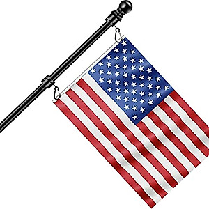 House Flag Pole, 6FT Black Flag Pole Kit - Flag Pole for Outside House, Wall Mount Tangle Free Flag Pole with Stand for Home Truck, Garden Yard Residential or Commercial