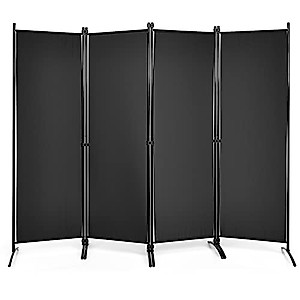 Giantex 5.6 Ft Tall 4 Panel Room Divider Black, Lightweight Portable Folding Privacy Screen, Freestanding Partition Wall Divider and Separator for Bedroom Home Office Apartment Studio