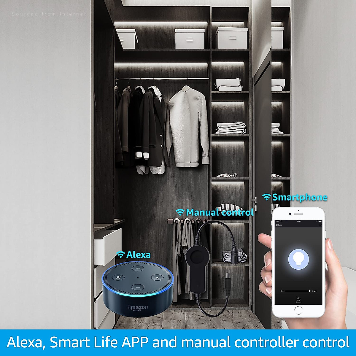 TORCHSTAR Voice Control Smart LED Safe Lighting Kit, (4) 12 Inch Dimmable Linkable Light Bars, Compatible with Alexa&Rocker Switch, 100-240V UL Power Adapter 900LM for Under Cabinet, 5000K Daylight