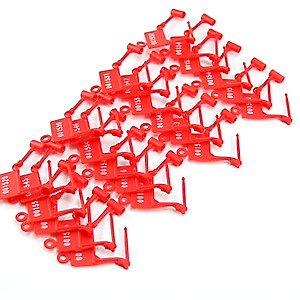 Leadseals(R) Plastic Security Padlock Seals Numbered Tamper Proof Disposable Self-Locking Plastic Medical Tags (Pack of 100 PCS) (Red)