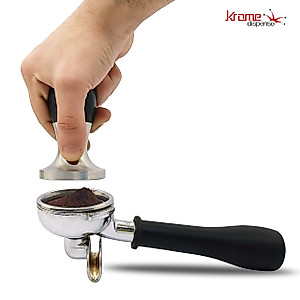 Krome Dispense 53 mm Stainless Steel Round Handled Krometamp Coffee Tamper, Barista Flat Base Style- C2279