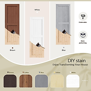 EaseLife 36in x 84in Sliding Barn Wood Door,Interior Doors,DIY Assemblely,Solid Natural Spruce Panelled Slab,Easy Install,Apply to Rooms & Storage Closet,H-Frame