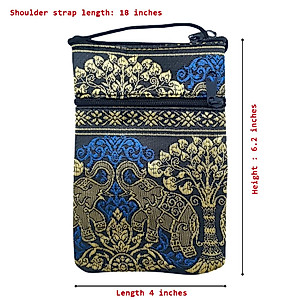 ablossom, Hmong Bag Hill Tribal Elephant Mini Crossbody Single Shoulder Unique Handmade For Women Cell Phone Purse Passport Holder & Travel Pouch Multicolor Handbag, Pack Of 6