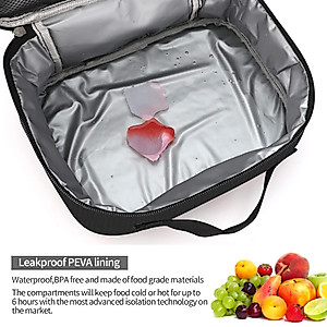 rickyh style Lunch Box with Padded Liner, Spacious Insulated Lunch Bag Durable Thermal Lunch Cooler Pack with Strap for Boys Girls Adults School Sports Beach Picnic Work Camp,2 Pocket (LBhei)