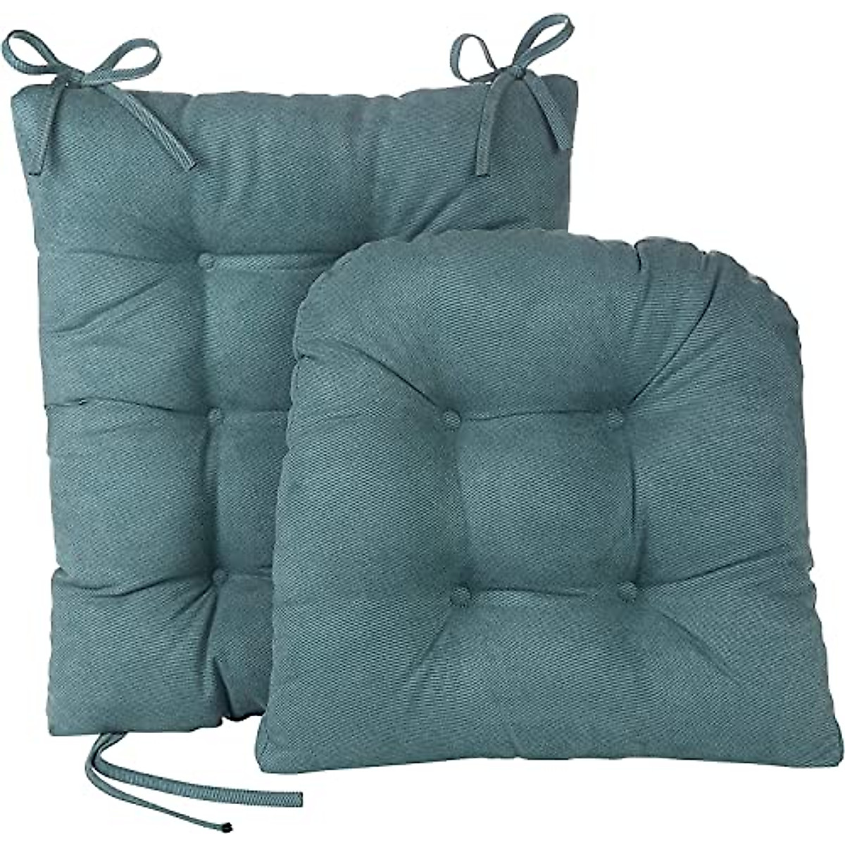 Klear Vu Omega Non-Slip Rocking Chair Cushion Set with Thick Padding and Tufted Design, Includes Seat Pad & Back Pillow with Ties for Living Room Rocker, 17x17 Inches, 2 Piece Set, Marine
