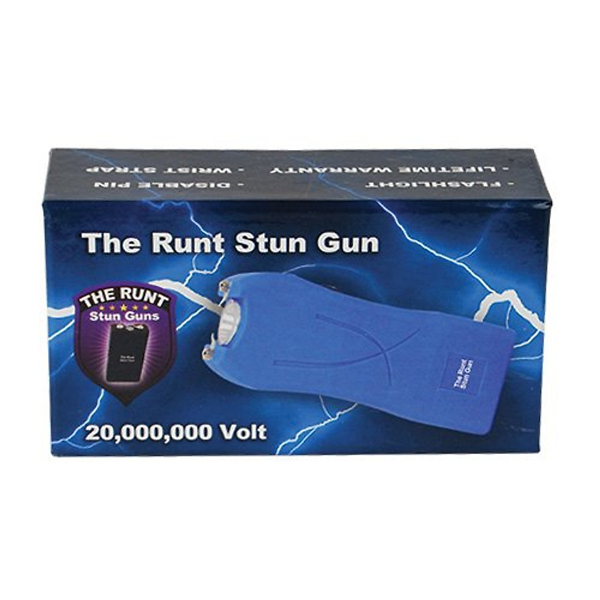 Blue Runt Mini Stun Gun - 20 million Volt Stun Flashlight with Rechargeable Battery.