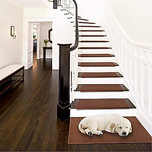 PURE ERA Carpet Stair Tread Landing Mat Tape Free Self Adhesive Non Slip Skid Resistant Indoor Doormat Area Rug Floor Mat for Kitchen Bathroom Workstations Washable Rectangle 2' X 3' (Brown)