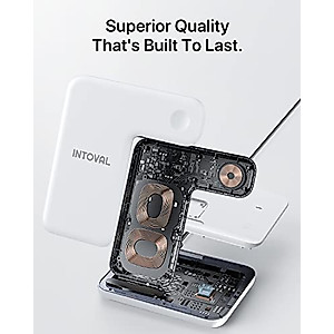 Intoval Wireless Charger, 3 in 1 Charger for iPhone/iWatch/Airpods, Qi-Certified Charging Station for iPhone 14/13/12/11/Pro/Max/XS/Max/XR/XS/X, iWatch 7/6/SE/5/4/3/2, Airpods Pro/3/2/1 (Z5,White)