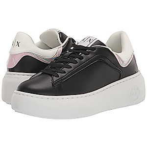 A|X ARMANI EXCHANGE Women's Super Platform Sneakers, Black, 9