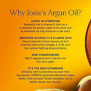 Josie Maran Pure Argan Oil - Hydrating Argan Oil for Hair, Skin & Nails - Everyday Oil Made With Vitamin E + Essential Fatty Acids for Dry Skin - Improves Elasticity & Smoothes Fine Lines (1.7 oz)