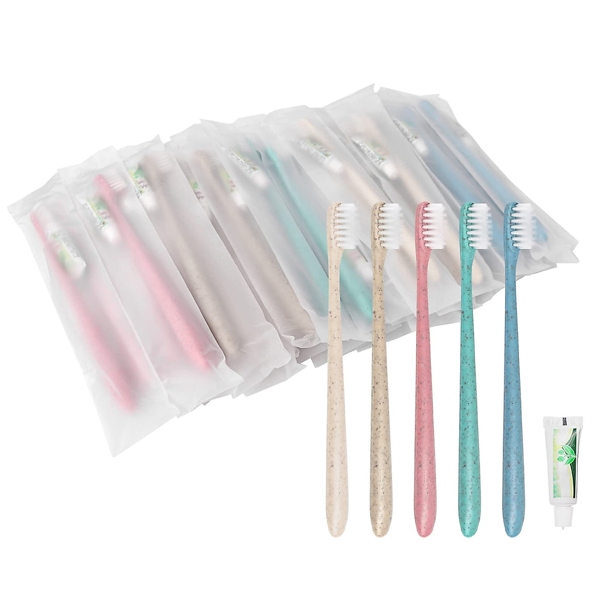 Disposable Toothbrush, Delicate Toothbrushes Bulk, Toothbrush in Bulk, Individually Packaged, Bulk Toothbrush and Toothpaste Sets Are Suitable for Use at Hotel, Home, Travel, Camping(20 Pieces)