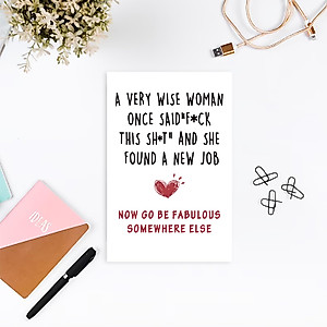 Ziwenhu Greeting Card, Funny Coworker Leaving, Congratulations Farewell Gifts for Women, Premium Quality, Blank Inside, 8 x 5.3 inches, Red Envelope