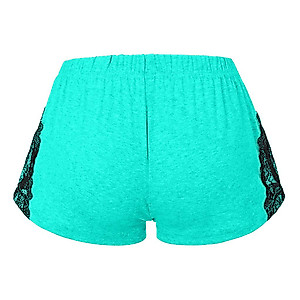 Bblulu Womens Elastic High Waist Leggings Tight Sports Casual Lace Patchwork Yoga Short Pants with Drawstring