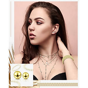 Taiyin 40 Pcs Gold Beaded Bracelet for Women Sets Gold Bead Bracelet Elastic Ball Bracelet Gold Beaded Bracelets for Women Beaded Stretch Bracelets for Friendship Jewelry Gifts, 4 mm and 6 mm