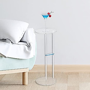 Aquiver Small Acrylic Drink Table - Minimalist Martini Table for Small Spaces - Small Round Side Table for Living Room, Bedroom, Balcony - 9'' L x 9'' W x 23'' H