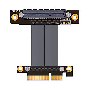 ADT-Link PCIe 3.0 x4 Extension Cable 32G/BPS PCI Express 4X Graphic SSD RAID Extender Conversion Riser Card Vertical 90 R22SL(20CM)