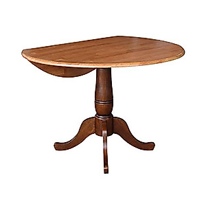 IC International Concepts 42" Round Dual Drop Leaf Pedestal Table-29.5" h Dining Table, Cinnamon/Espresso