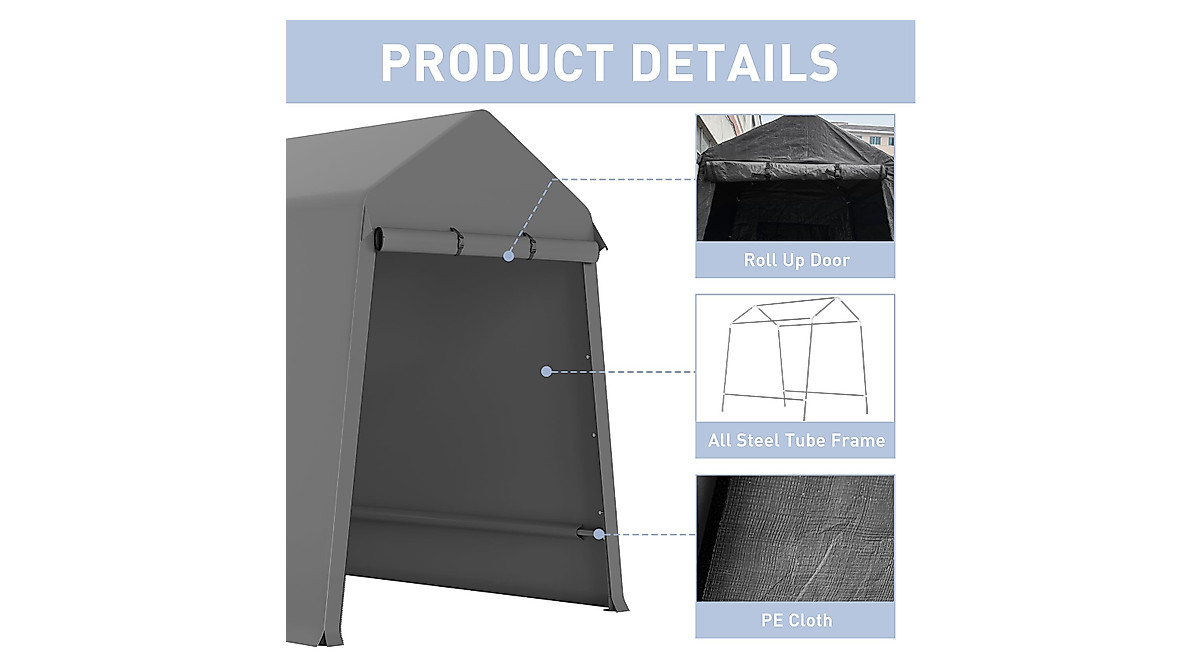 7x12 FT Outdoor Storage Tent - Waterproof & Durable