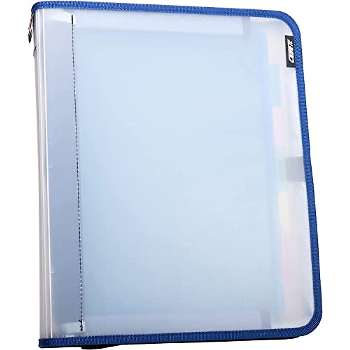 Case-it Transulcent Slim Go Tab Zipper Binder, 1" O-Ring with 5-Color tabs, Expanding File Folder, PS-425-Slim, Blue