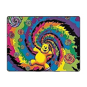 Dancing Thanksgiving Bear Printed Area Rugs 5.25x4 Feet Fluffy Shaggy Carpet Soft Rugs for Bedroom Living Room Non-Slip Washable Floor Carpet for Indoor Home Decorative