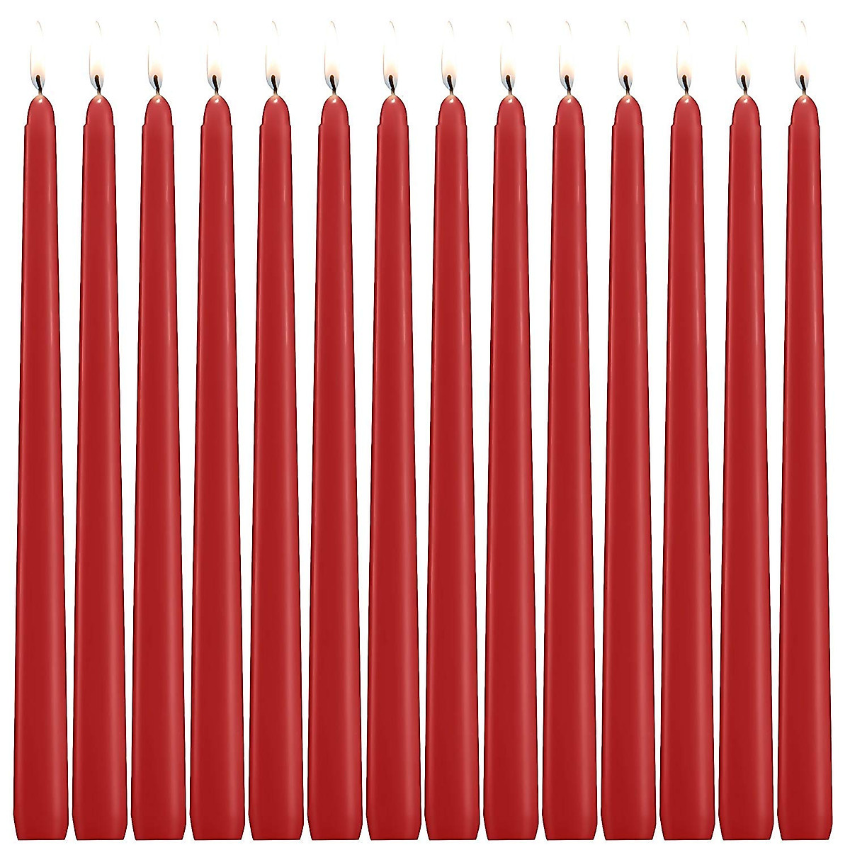 Asama Red Taper Candles - Set of 14 Dripless Candles - 12 inch Tall, 3/4 inch Thick - 10 Hour Clean Burning