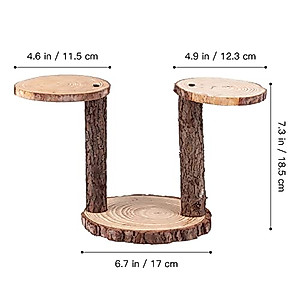 YARDWE Wood Cupcake Stand 3 Tier Tree Bark Server for Meats Cheeses Crackers Round Plant Stand Cake Display Riser Candle Holder Wedding Birthday Centerpiece Decor 12cm 17cm