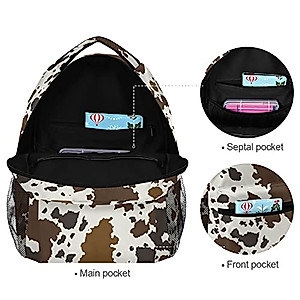 Krafig Cow Print Brown Boys Girls Kids School Backpacks Bookbag, Elementary School Bag Travel Backpack Daypack