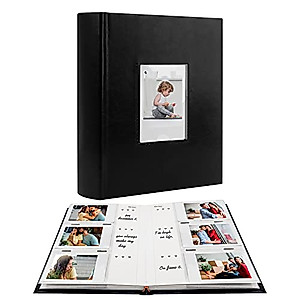 Photo Album for Fujifilm Instax Mini Camera, Polaroid Camera, Instax Photo Album with Memo Areas, 180 Pockets 2x3 Photo Album with Writing Space for Instax Mini 12 11 40 9 7+ Evo Liplay Camera,Black